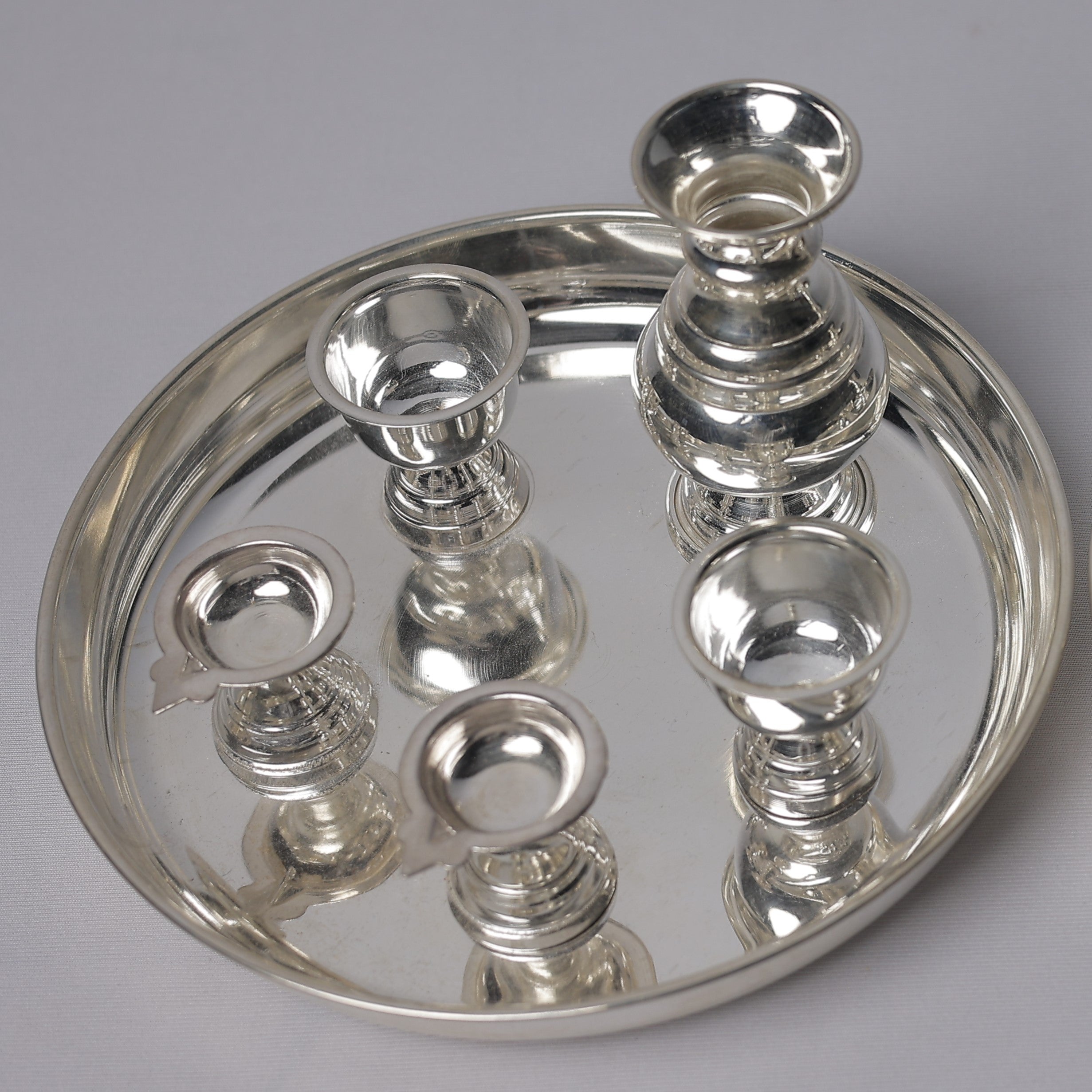 Serene Silver Aarti Set – National Gold & Diamonds